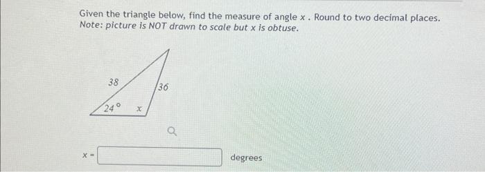 Solved Given the triangle find the length of side x using | Chegg.com