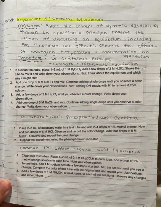 Finding the Kc values of the experimental procedures | Chegg.com