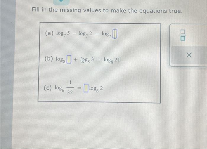 Solved Fill in the missing values to make the equations | Chegg.com