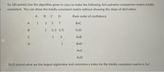 Solved 5a. ( 30 points) Use the algorithm given in class to | Chegg.com