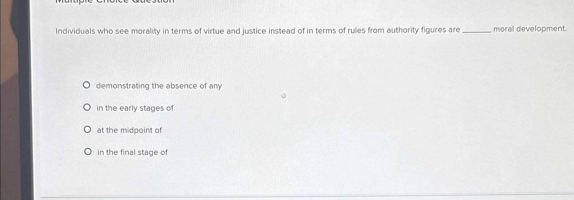 Solved Individuals who see morality in terms of virtue and | Chegg.com