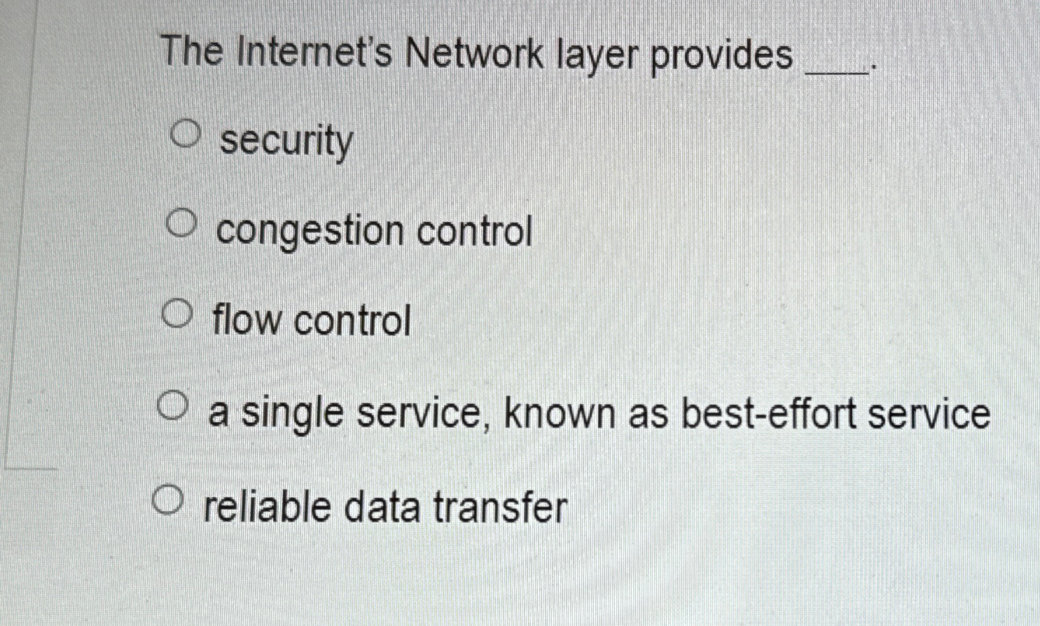 Solved The Internet's Network layer provides | Chegg.com