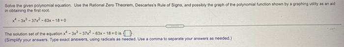 Solved Solve the given polynomial equation. Use the Rational | Chegg.com