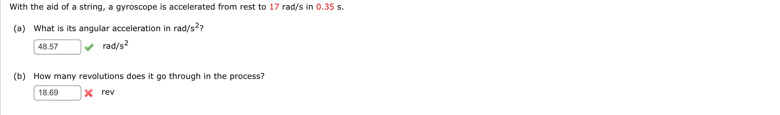 Solved With the aid of a string, a gyroscope is accelerated | Chegg.com