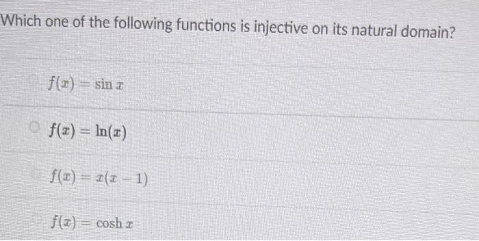 Solved which one of the following functions is injective on | Chegg.com