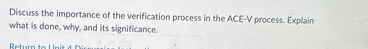 Solved Discuss the importance of the verification process in | Chegg.com