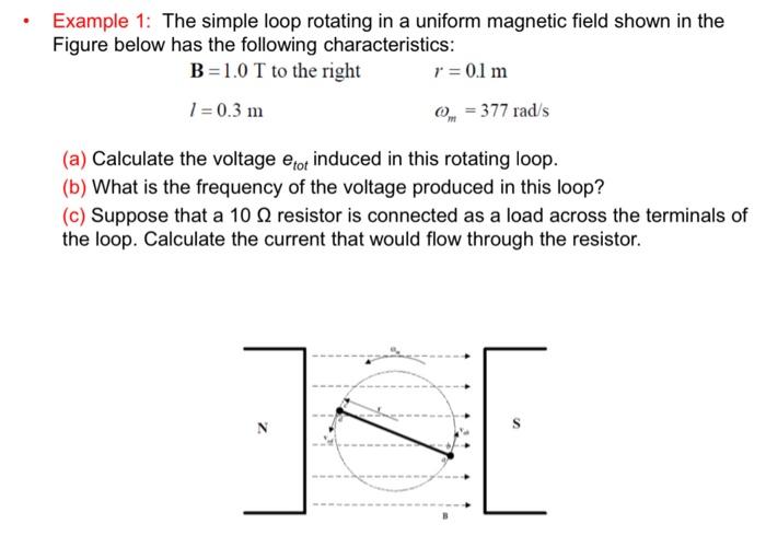 Solved Example 1: The simple loop rotating in a uniform | Chegg.com