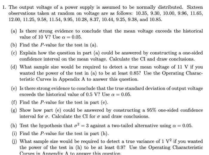 Solved The output voltage of a power supply is assumed to be | Chegg.com