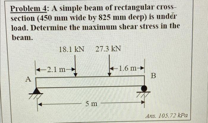 Solved Problem 4: A simple beam of rectangular cross- | Chegg.com