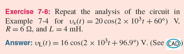 Exercise 7-8: Repeat the analysis of ﻿the circuit | Chegg.com