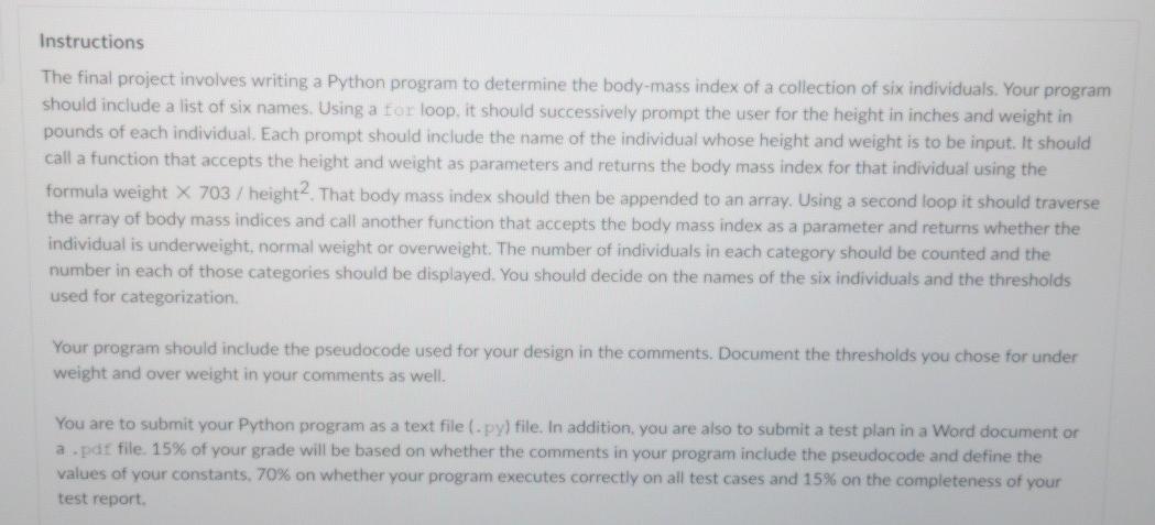 Solved Instructions The final project involves writing a | Chegg.com