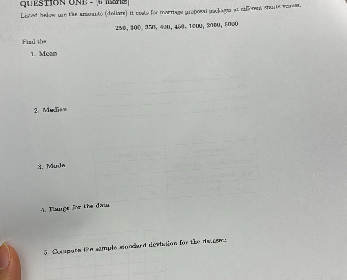 Solved QUESTION ONE - [6 ﻿marks]Listed below are the amounts | Chegg.com