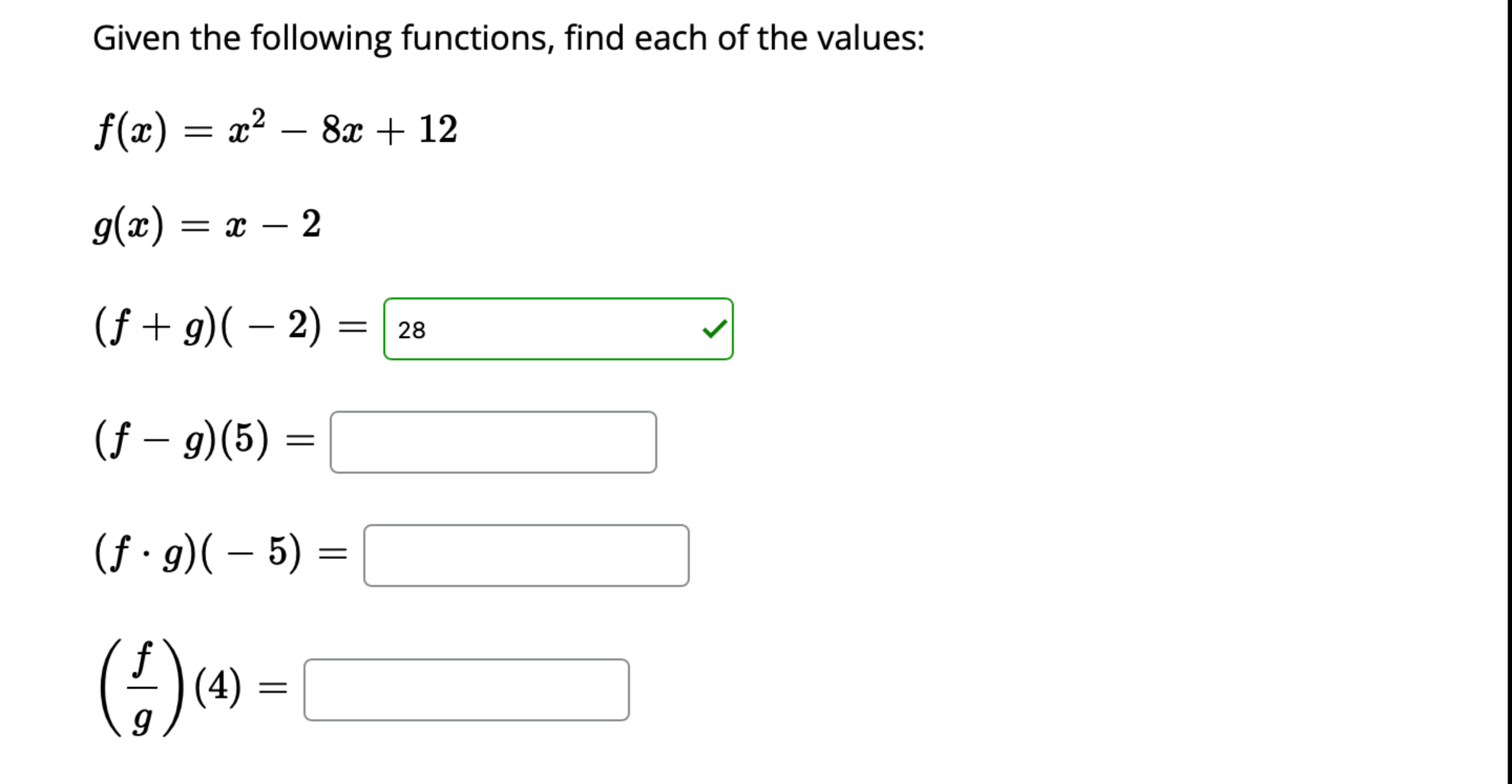 Solved Given the following functions, find each of the | Chegg.com