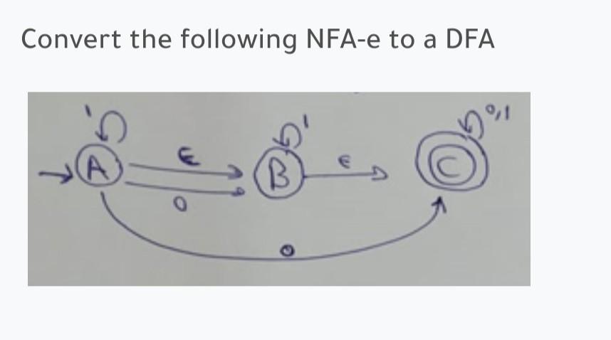Solved Convert the following NFA-e to a DFA | Chegg.com