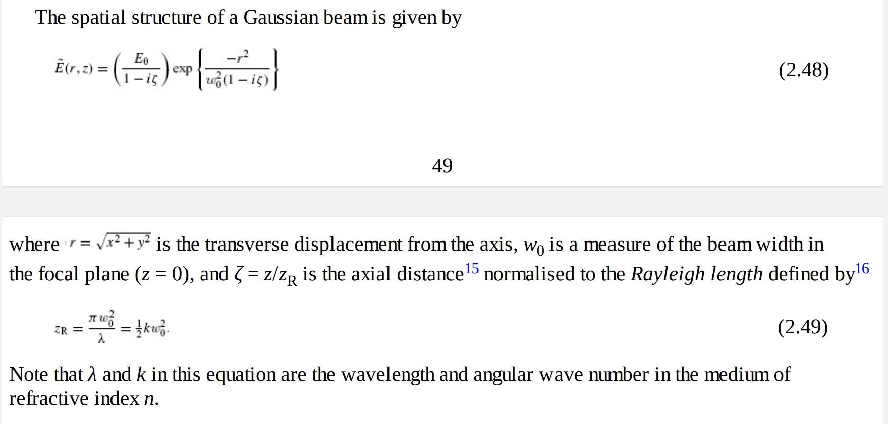Solved 2.10 Verify that the Gaussian beam solution of Eq. | Chegg.com
