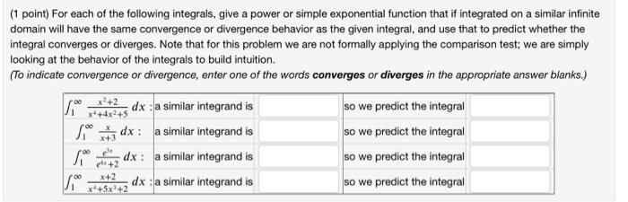 Solved (1 point) For each of the following integrals, give a | Chegg.com