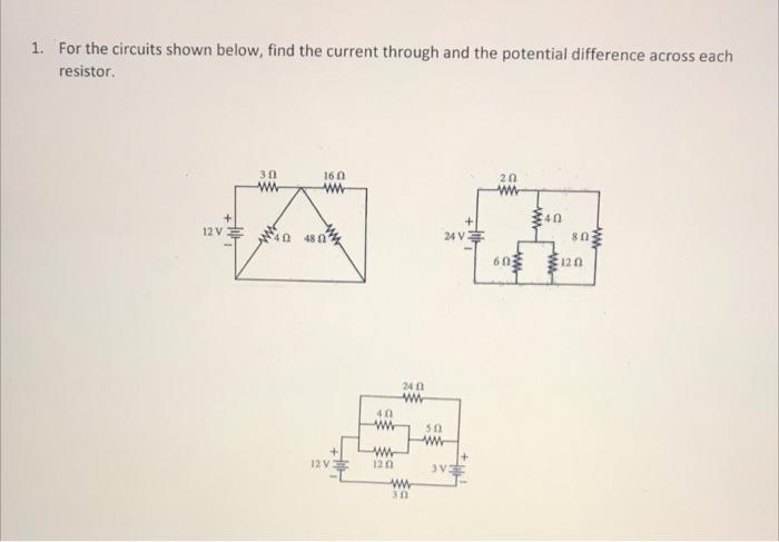 Solved 1. For the circuits shown below, find the current | Chegg.com