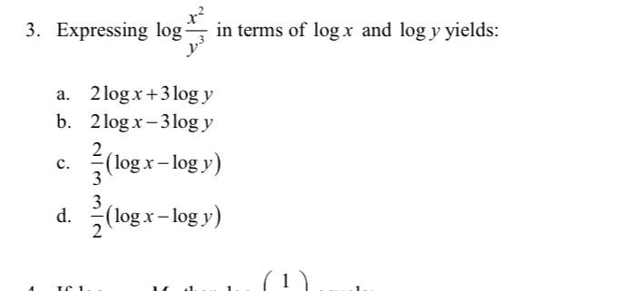 Solved Expressing logx2y3 ﻿in terms of logx ﻿and logy | Chegg.com