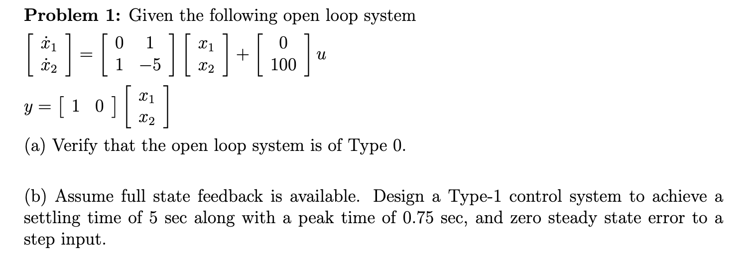 Solved Problem 1: Given the following open loop | Chegg.com