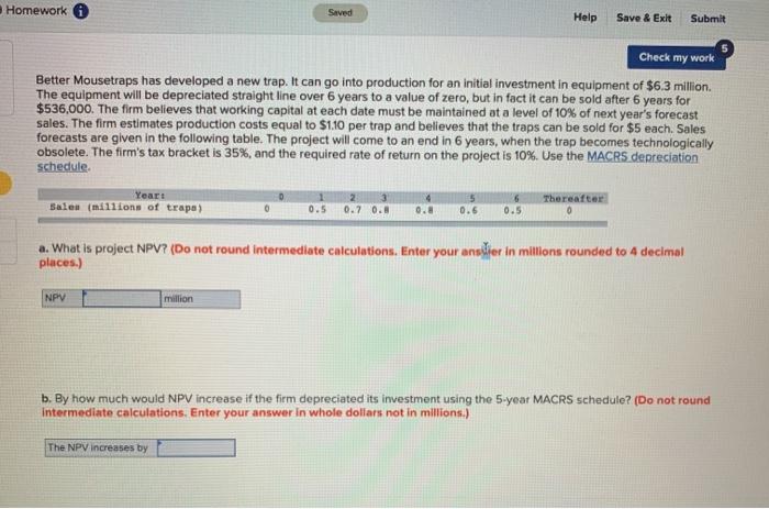 Solved Homework Saved Help Save & Exit Submit Check my work | Chegg.com