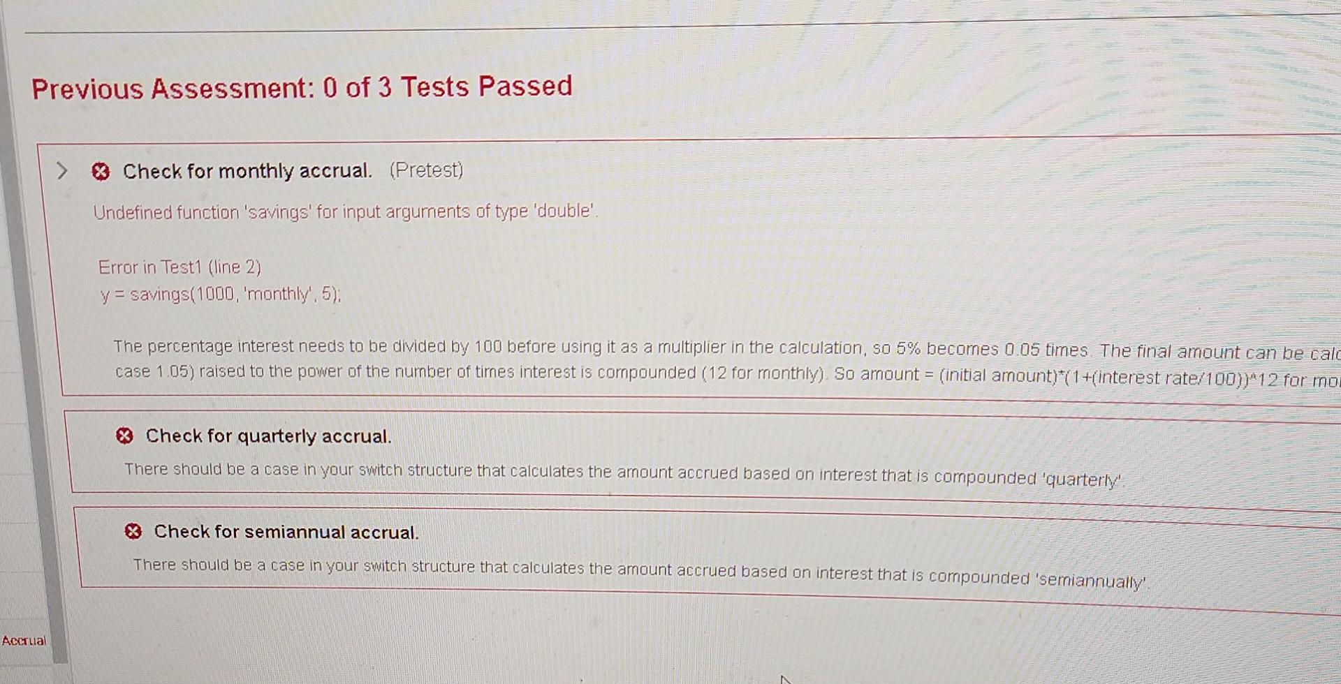 Solved function accumulated_amount = amount(savings, | Chegg.com