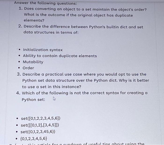 Solved Answer the following questions: 1. Does converting an | Chegg.com