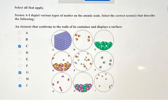 Solved Select all that apply. Scenes A-I depict various | Chegg.com