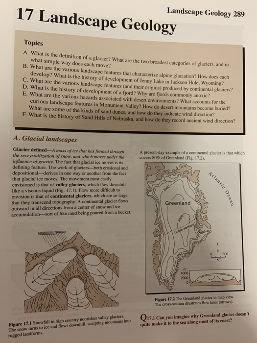 Solved 17 Landscape Geology Landscape Geology 289 Topics A. | Chegg.com