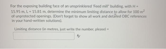 Solved For the exposing building face of an unsprinklered | Chegg.com