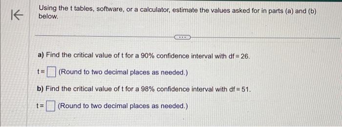 Solved Using the t tables, software, or a calculator, | Chegg.com