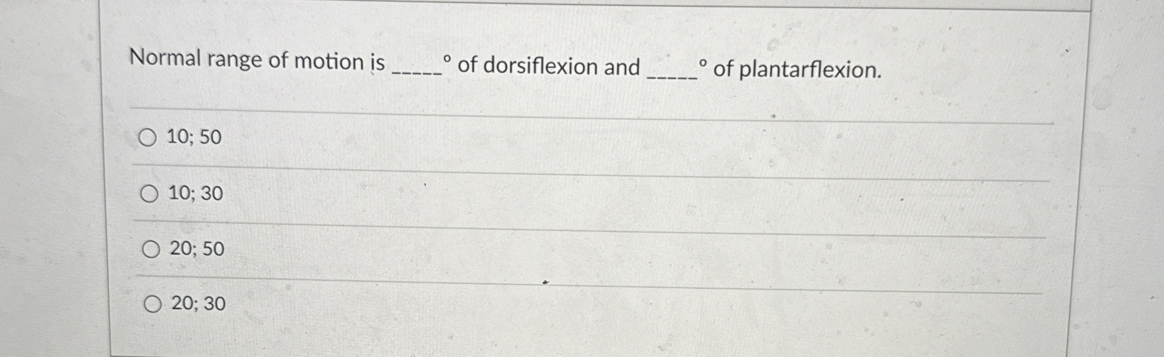 Solved Normal range of motion is q, ° ﻿of dorsiflexion and | Chegg.com