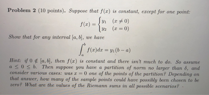 Solved Problem 2 (10 points). Suppose that f(x) is constant, | Chegg.com