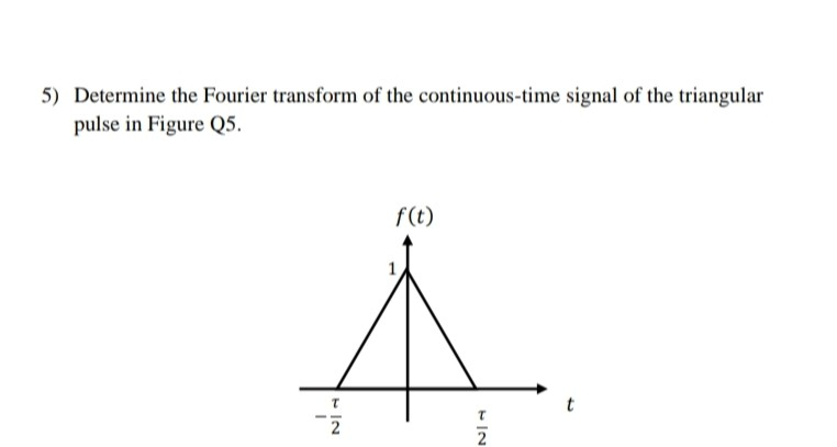 Solved 5) Determine the Fourier transform of the | Chegg.com