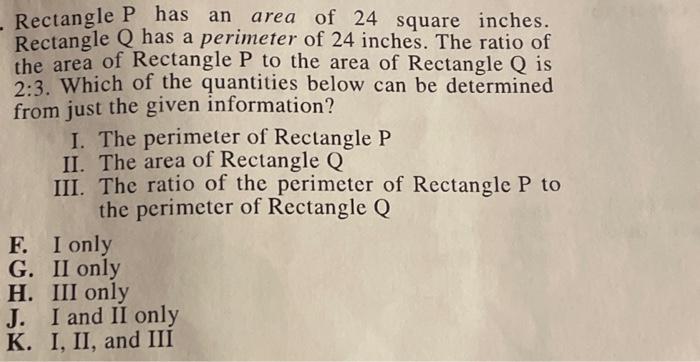 Solved Rectangle P has an area of 24 square inches. | Chegg.com