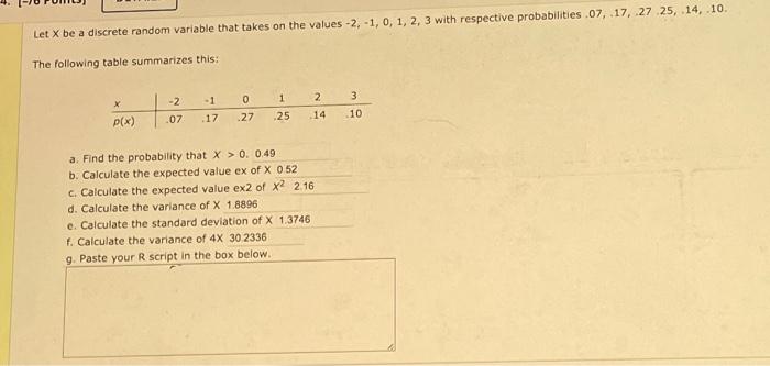 Solved Let X Be A Discrete Random Variable That Takes On The 4609