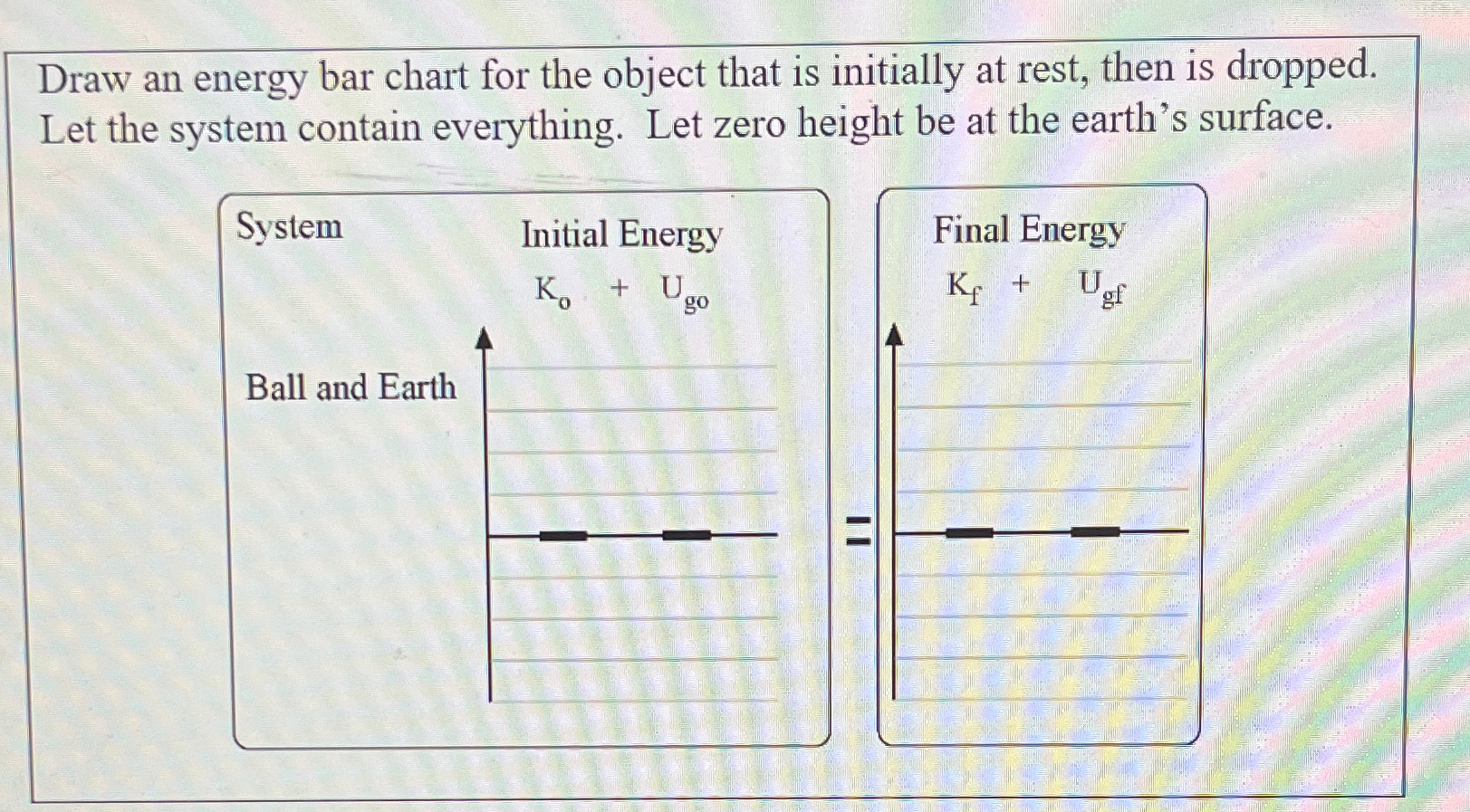 Solved Draw an energy bar chart for the object that is | Chegg.com