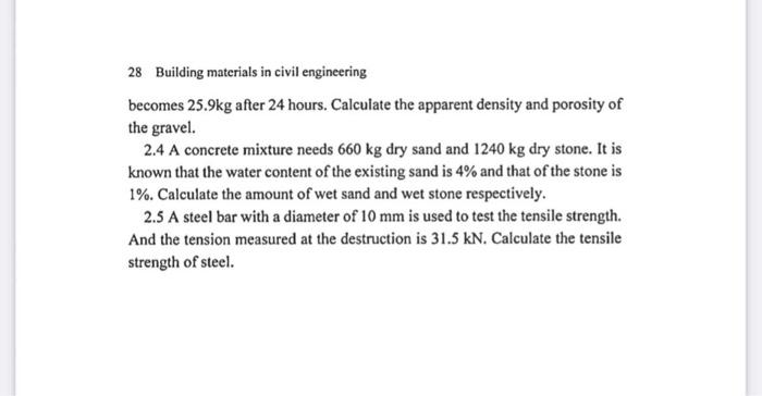 Solved 2 The Basic Properties of Building Materials 27 | Chegg.com