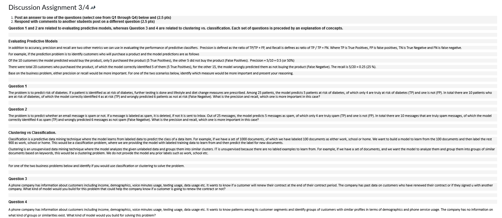 Solved Discussion Assignment 3/4 ﻿ Post an answer to one | Chegg.com