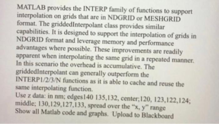 Solved MATLAB provides the INTERP family of functions to | Chegg.com