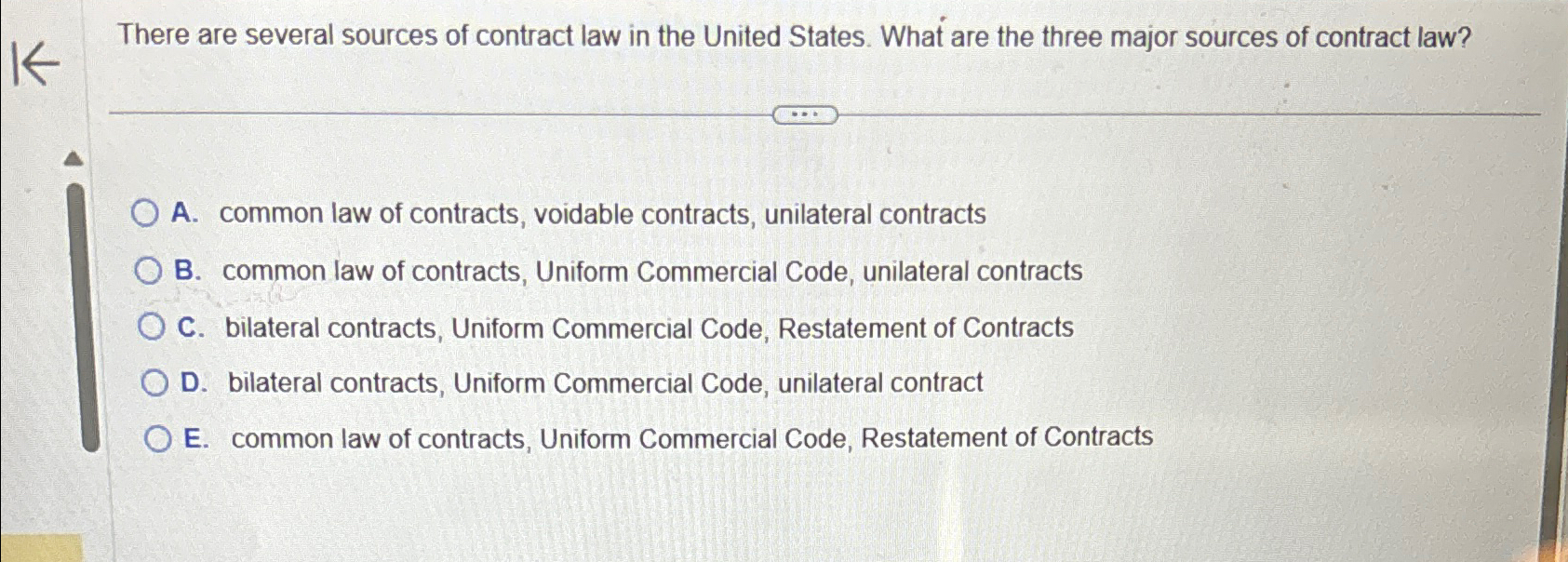 Solved There are several sources of contract law in the | Chegg.com