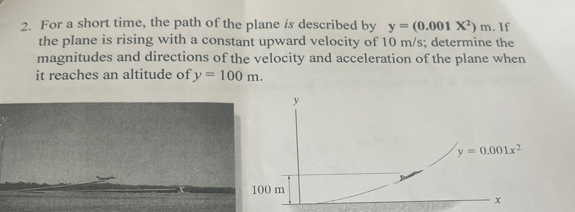 Solved For a short time, the path of the plane is described | Chegg.com