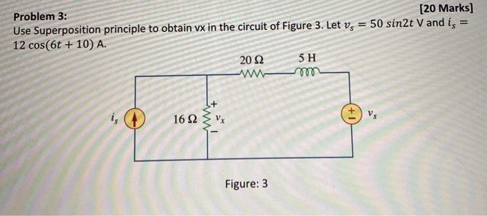 Solved Problem 3: [20 Marks] Use Superposition principle to | Chegg.com