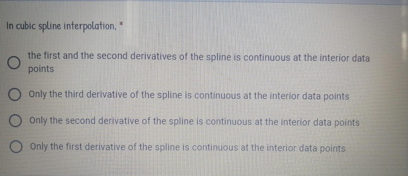 Solved In cubic spline interpolation, the first and the | Chegg.com