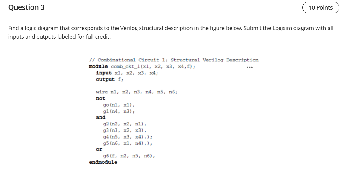 Solved Question 3 ﻿Find a logic diagram that corresponds to | Chegg.com