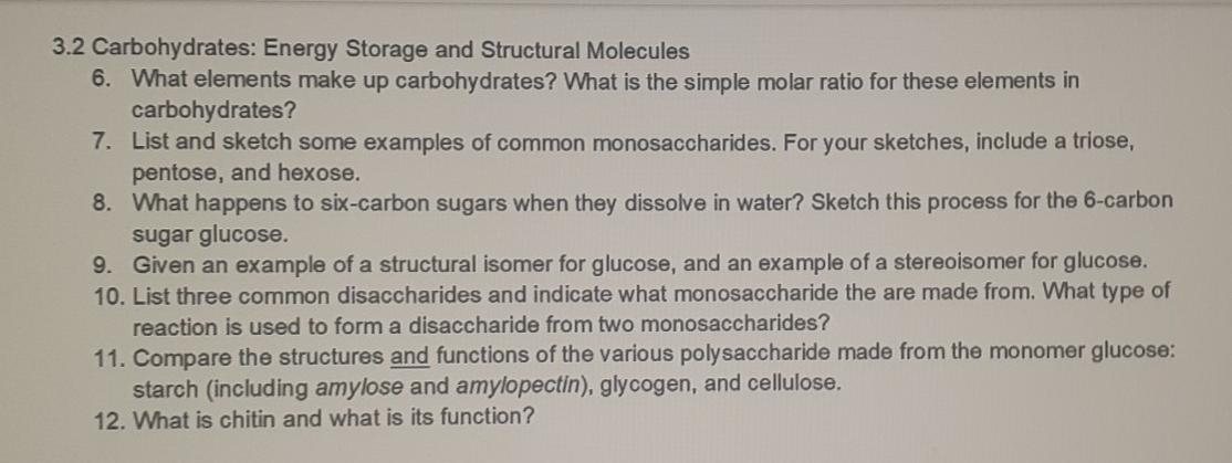 Solved CHAPTER 3 THE CHEMICAL BUILDING BLOCKS OF LIFE Study | Chegg.com