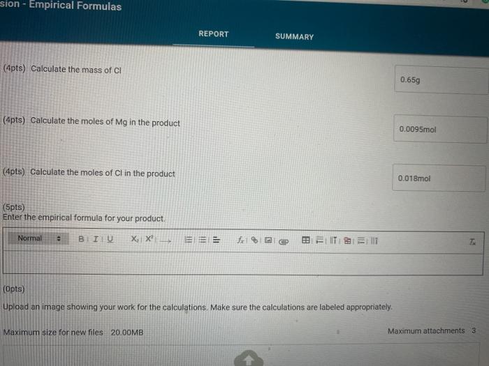 Solved REPORT SUMMARY Data And Report Submission - Empirical | Chegg.com