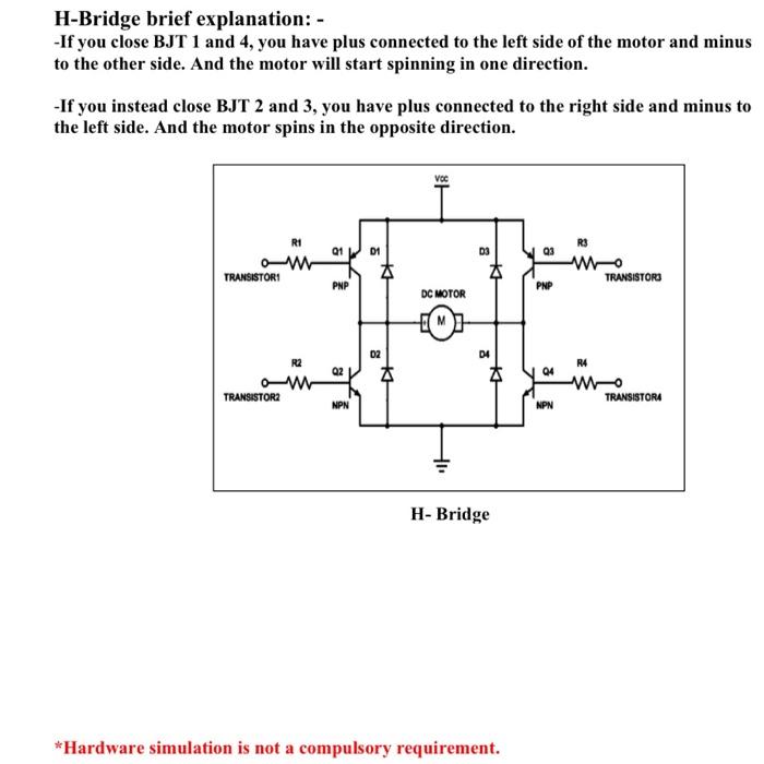 H-Bridge brief explanation: - -If you close BJT 1 and | Chegg.com