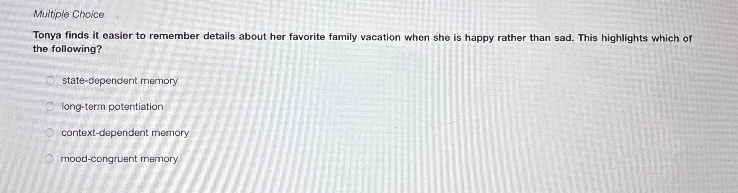 Solved Multiple ChoiceTonya finds it easier to remember | Chegg.com