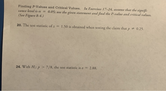 Solved Finding P.Values and Critical Values. In Exercises | Chegg.com