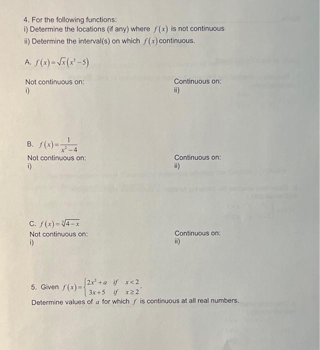 4. For the following functions: i) Determine the | Chegg.com